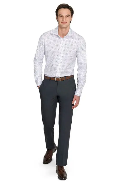 W.R.K Slim Fit Metro Diamond Print Reworked Dress Shirt - White/grey
