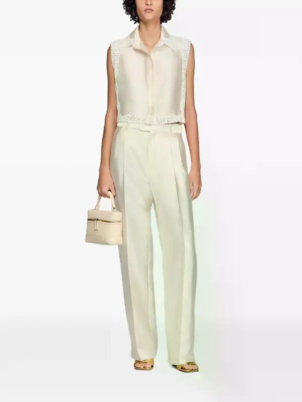 Sandro Satin Straight-leg Trousers - Neutrals