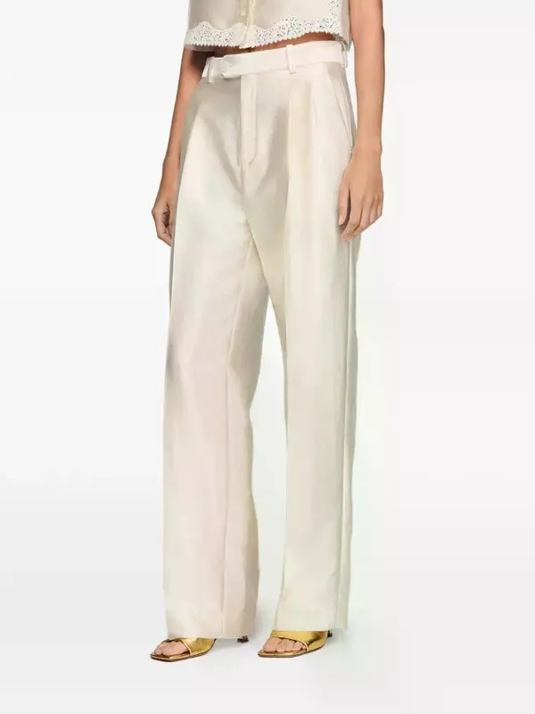 Sandro Satin Straight-leg Trousers - Neutrals
