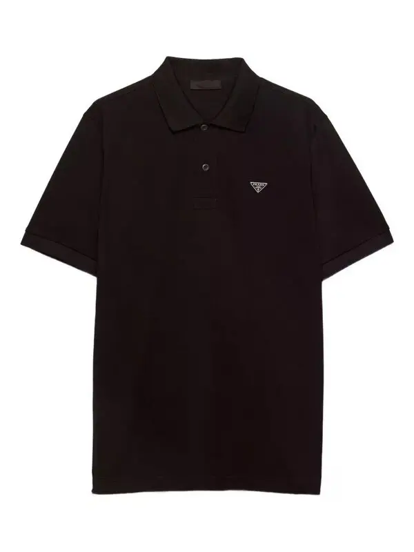 Prada Logo-plaque Polo Shirt - Black