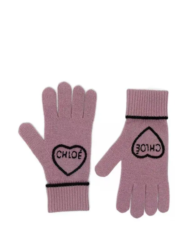 Chloé Coeur Gloves - Pink