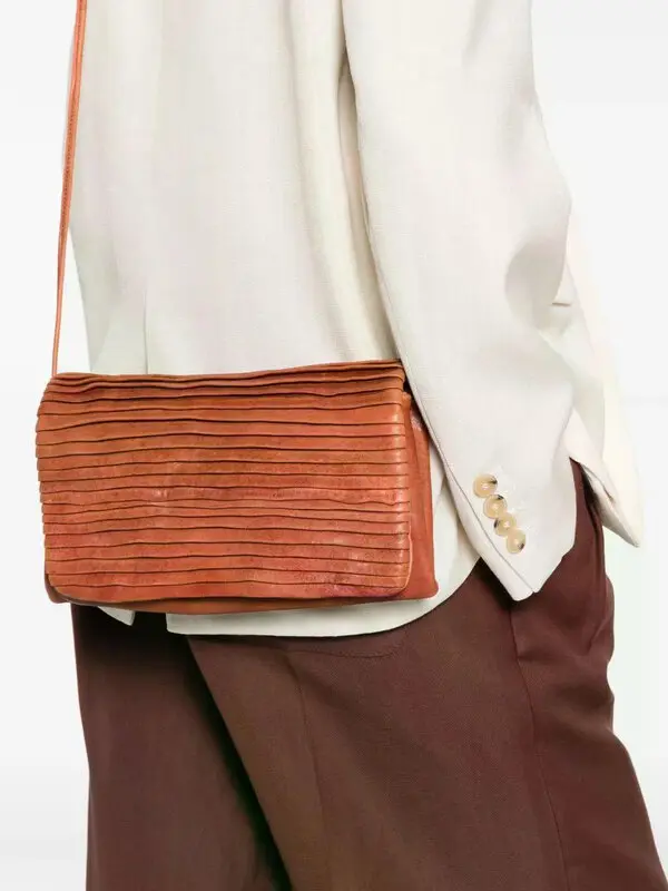 SOMMET Soffietta Pleated Cross Body Bag - Brown