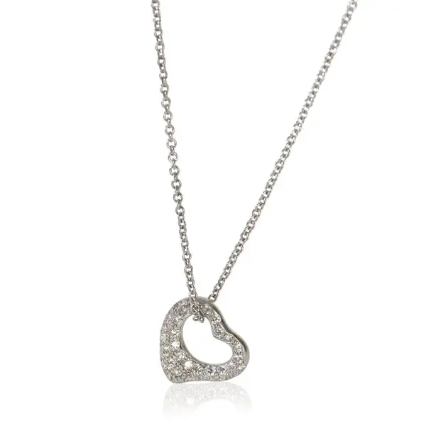 Tiffany & Co. Diamond Elsa Peretti Open Heart Pendant - Platinum