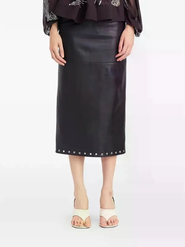 16Arlington Lola Eyelet Leather Midi Skirt