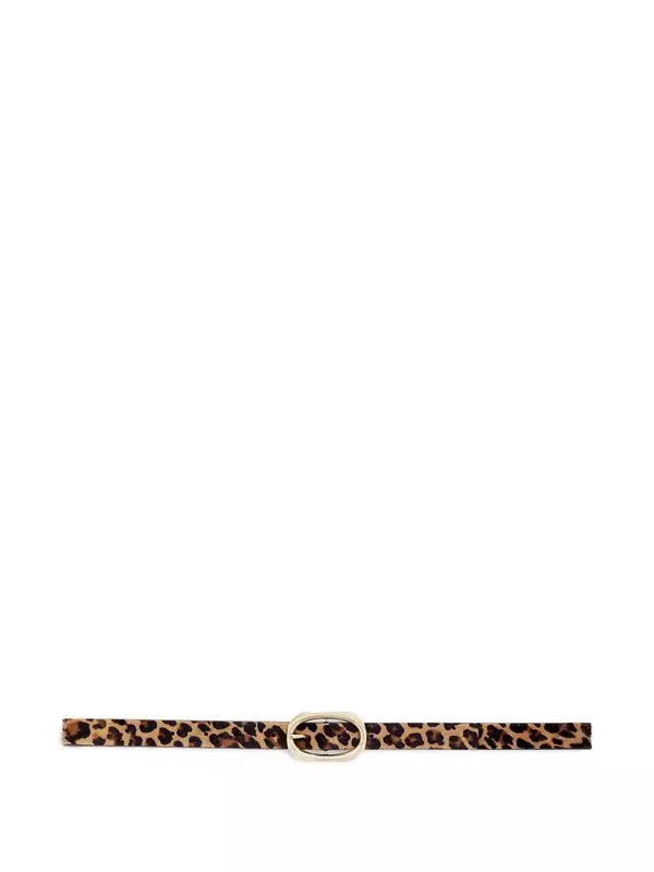 ANINE BING Oval Buckle Leopard Print Belt - Neutrals