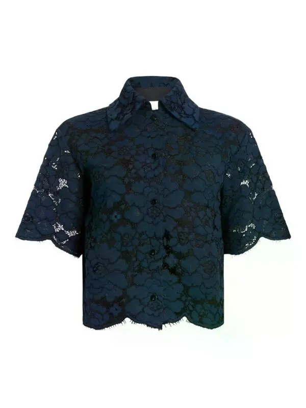 PATOU Lace Short-sleeves Shirt - Blue
