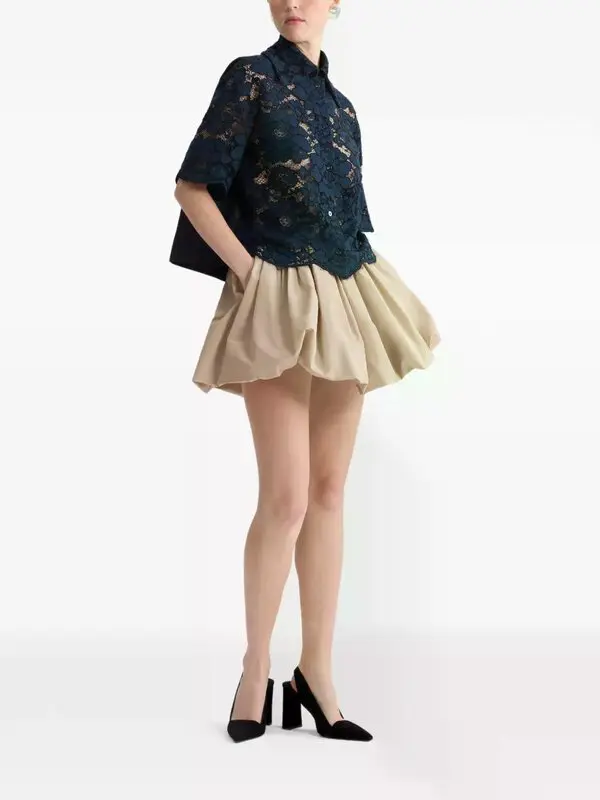PATOU Lace Short-sleeves Shirt - Blue