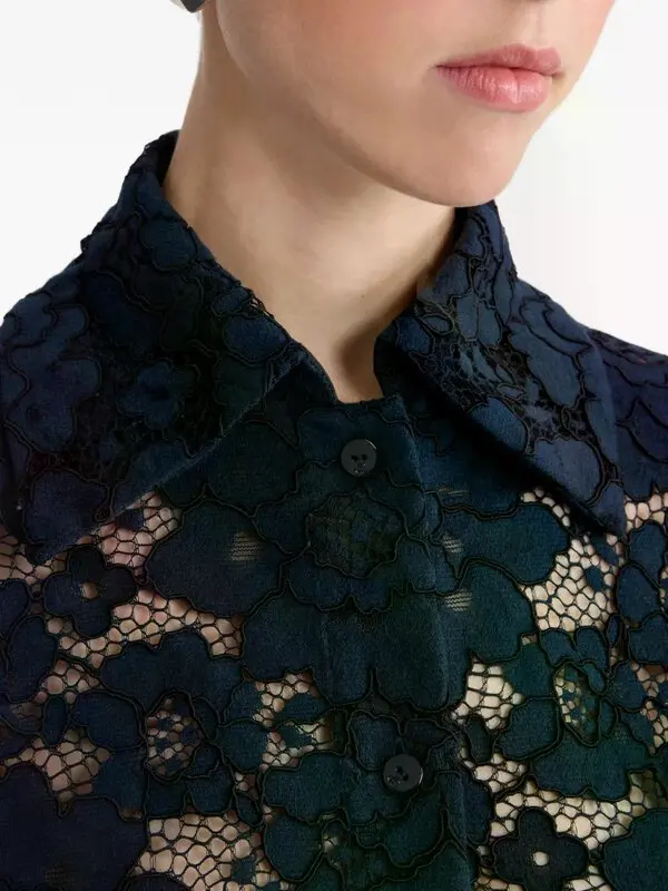 PATOU Lace Short-sleeves Shirt - Blue