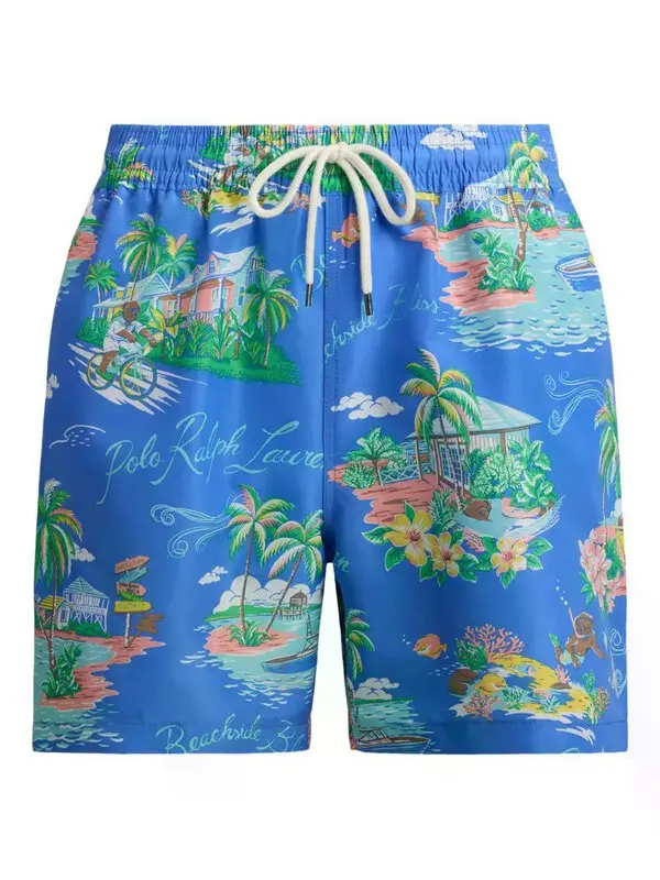 Polo Ralph Lauren Traveler Print Swim Shorts - Blue