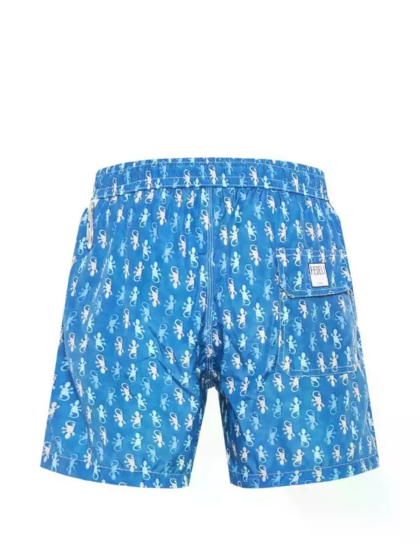 Fedeli Lizard-print Swim Shorts