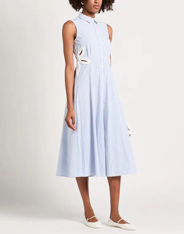 sandro blue white dress SANDRO STRIPED COTTON MAXI DRESS