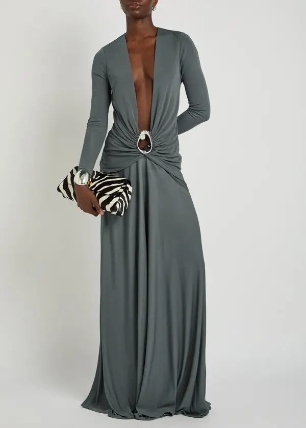Christopher Esber Orica Cut-out Jersey Maxi Dress - Blue