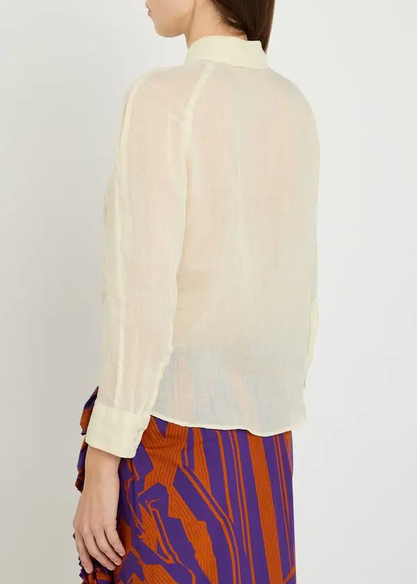 Dries Van Noten Ramie Printed Shirt - Ivory