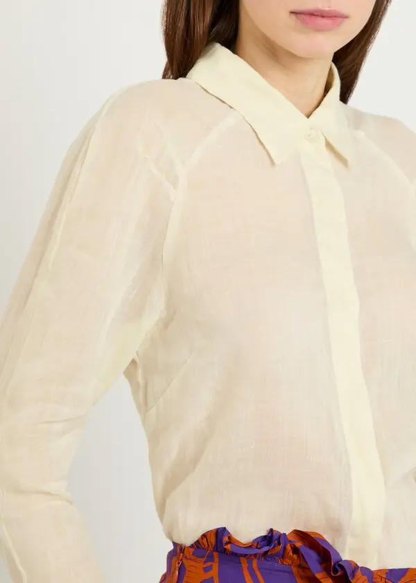 Dries Van Noten Ramie Printed Shirt - Ivory