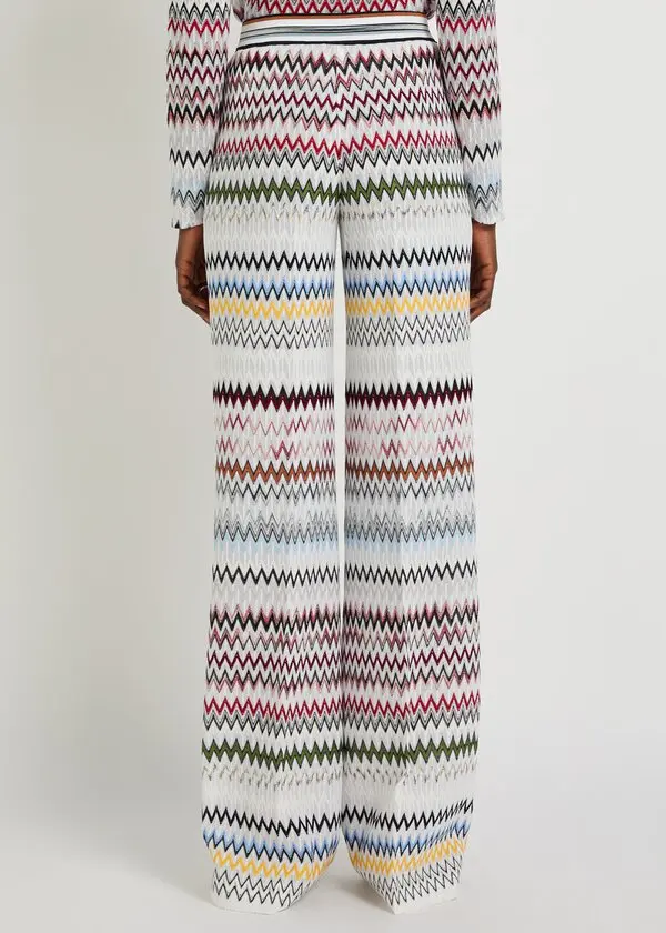 Missoni Chevron Fine-knit Wide-leg Trousers