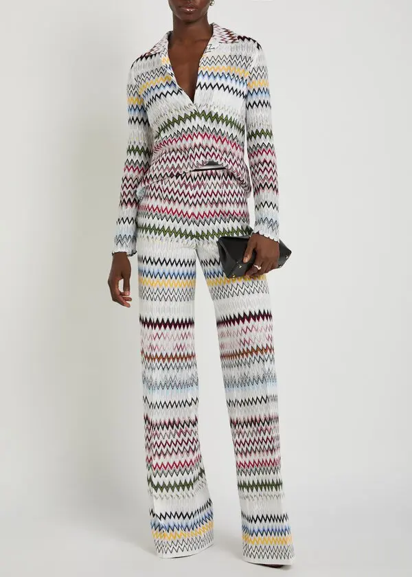 Missoni Chevron Fine-knit Wide-leg Trousers