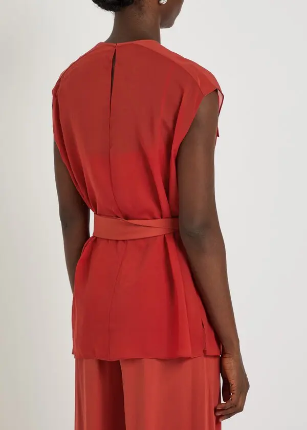 JOSEPH Kniza Belted Chiffon Top