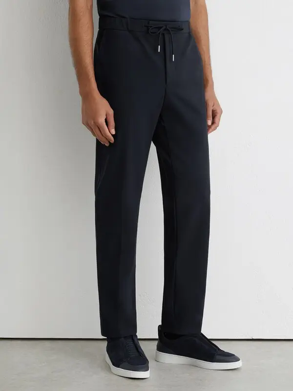 REISS Athlete Jersey Tailored-fit Drawstring Trousers