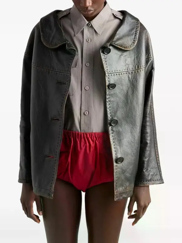 Prada Antiqued Nappa Leather Jacket
