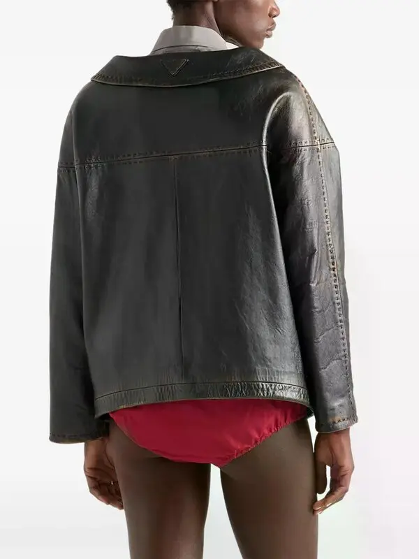 Prada Antiqued Nappa Leather Jacket