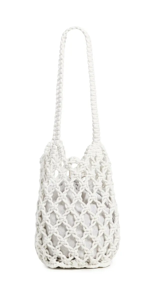 Hat Attack Elodie Fisherman Crochet Bucket Bag - White