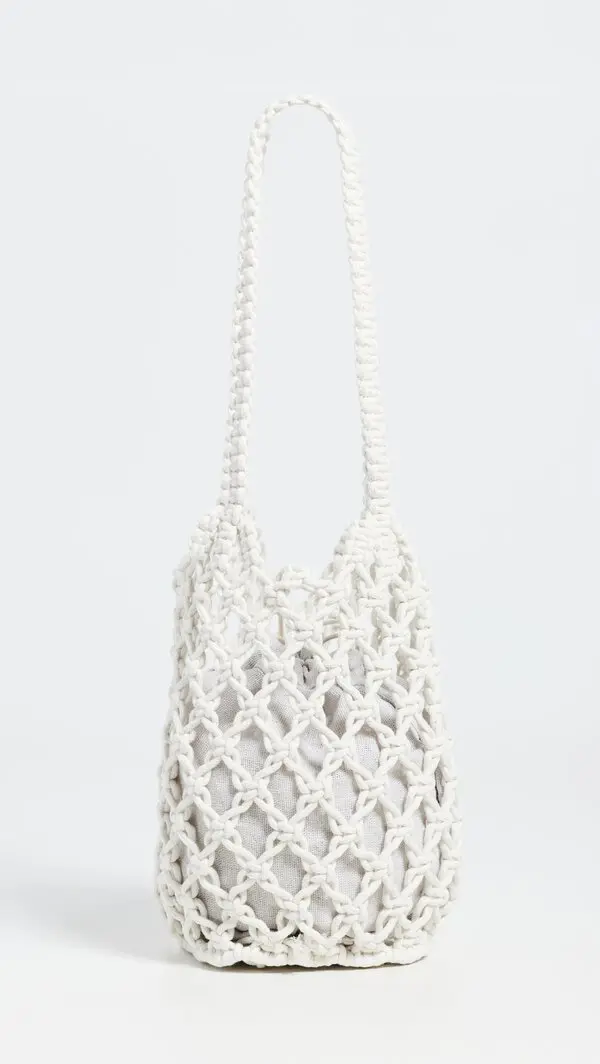 Hat Attack Elodie Fisherman Crochet Bucket Bag - White