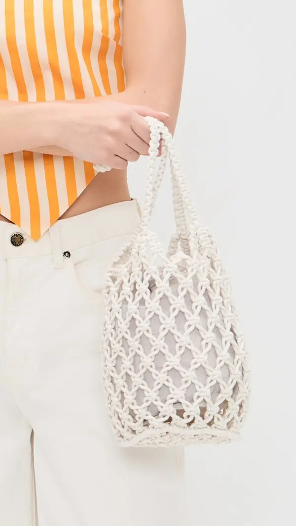 Hat Attack Elodie Fisherman Crochet Bucket Bag - White