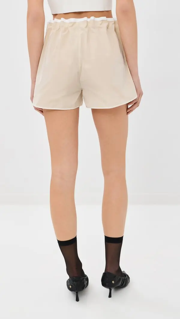 NACKIYE Ruched Waist Technical Weave Shorts