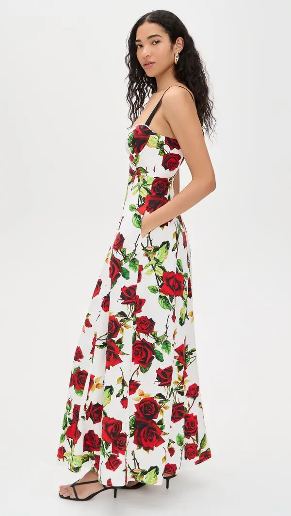 L'Agence Sutton Beaded Strap Maxi Dress