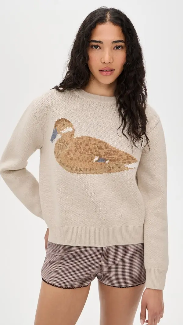 YELLOW THE LABEL Duck Graphic Cotton Knit Sweater