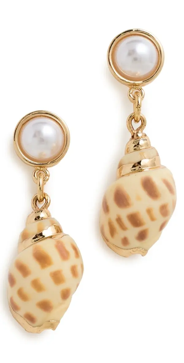 KENNETH JAY LANE Shell Drop Pierced Earrings - Pearl/shell