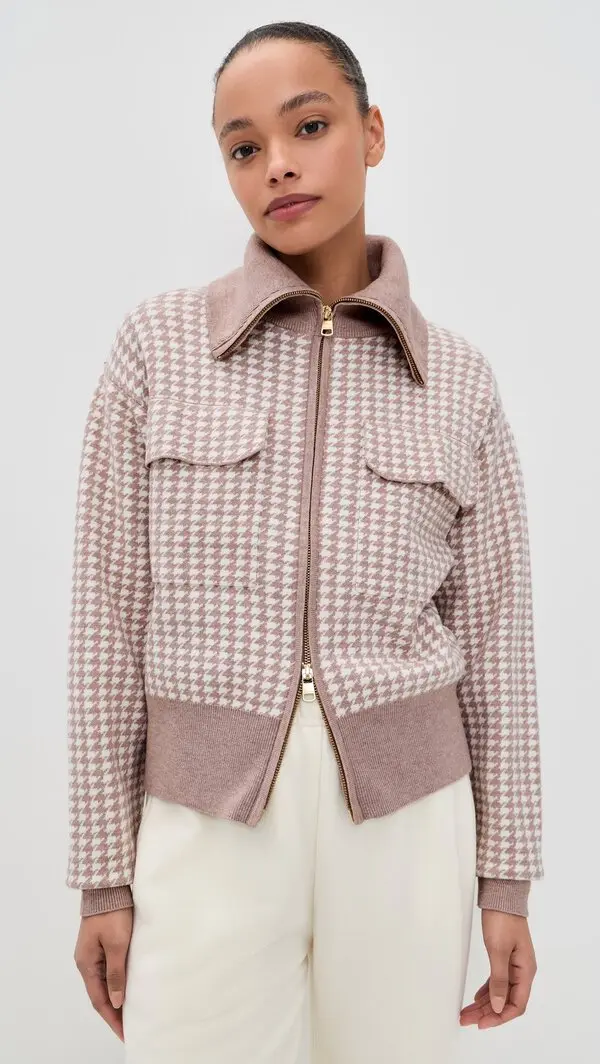 Varley Ablott Jacquard Knit Jacket - Taupe