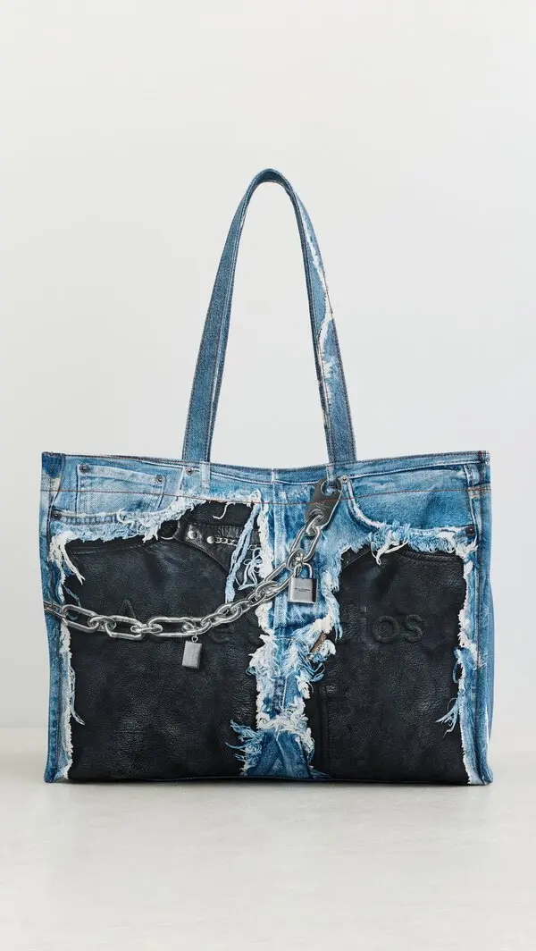 Acne Studios Logo Shoulder Tote Bag - Mid Blue