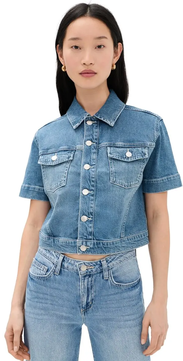 L'Agence Kirstie Cropped Denim Jacket