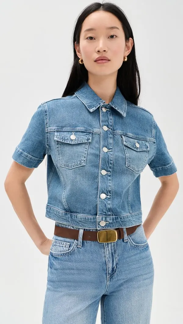 L'Agence Kirstie Cropped Denim Jacket