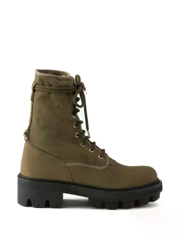 Prada Canvas Lace-up Ankle Boots
