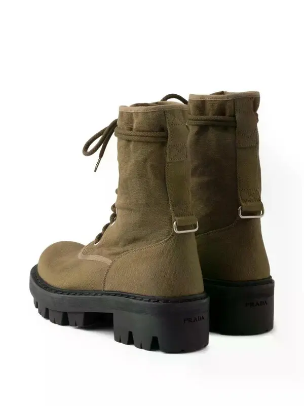 Prada Canvas Lace-up Ankle Boots