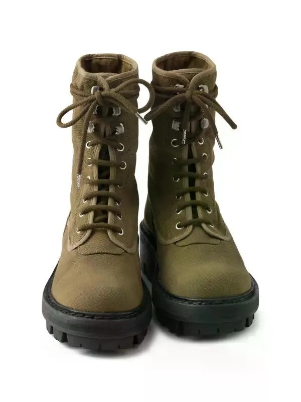 Prada Canvas Lace-up Ankle Boots