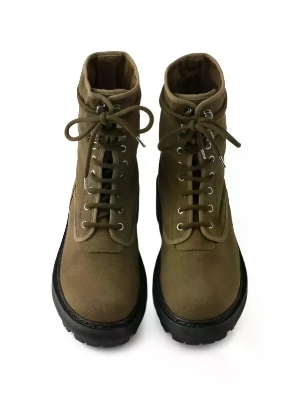 Prada Canvas Lace-up Ankle Boots