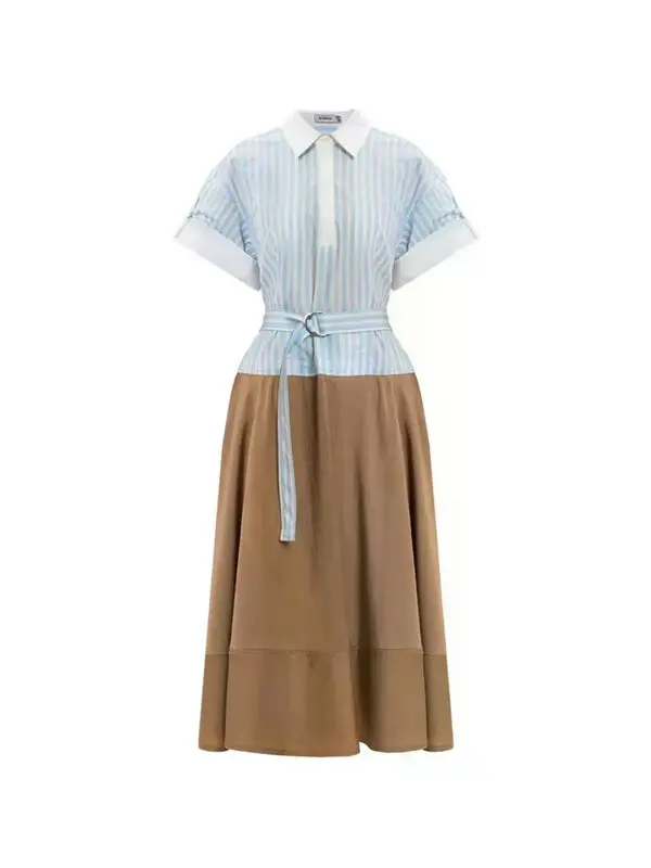 Simkhai Striped Belted Shirt Dress