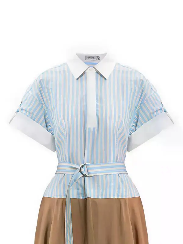 Simkhai Striped Belted Shirt Dress