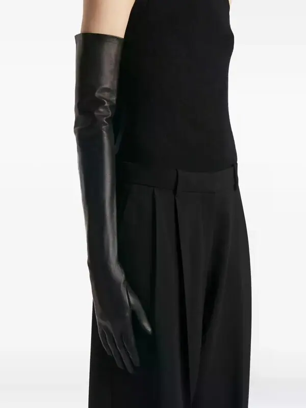 Khaite Leather Long Gloves - Black