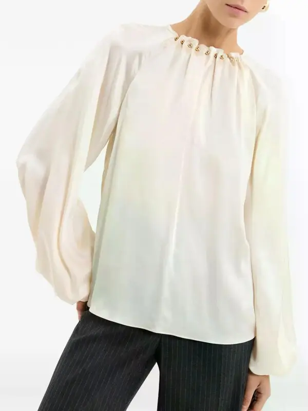 Rebecca Vallance Studded Long Sleeve Blouse - Neutrals