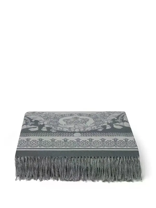 Versace Crete De Fleur-pattern Fringed Blanket
