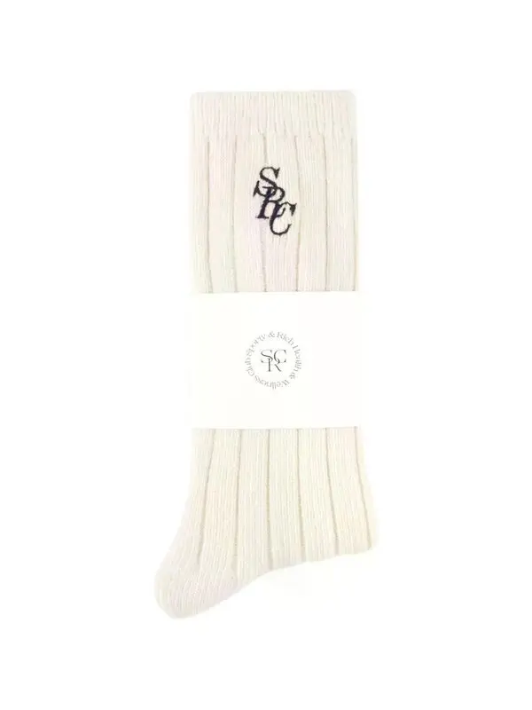SPORTY & RICH Src Embroidered Ribbed Socks
