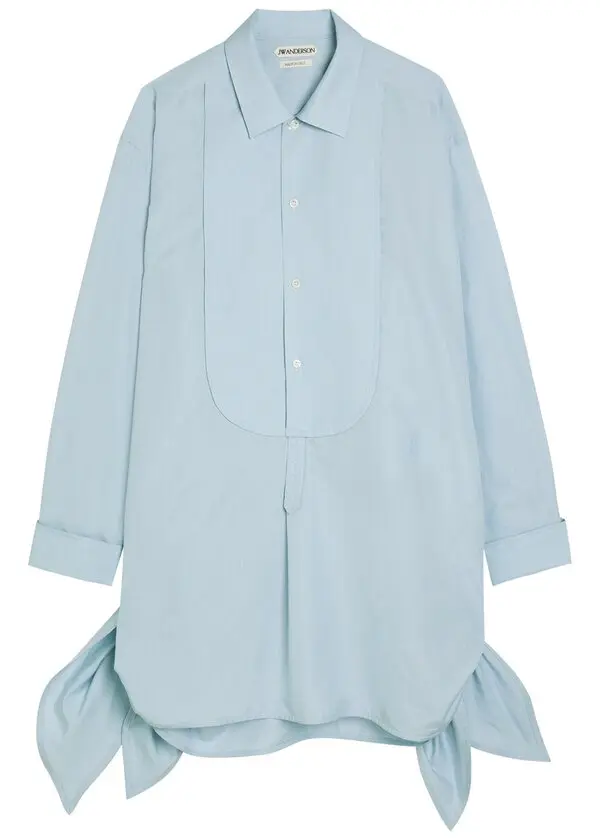JW Anderson Knotted Cotton-blend Mini Shirt Dress