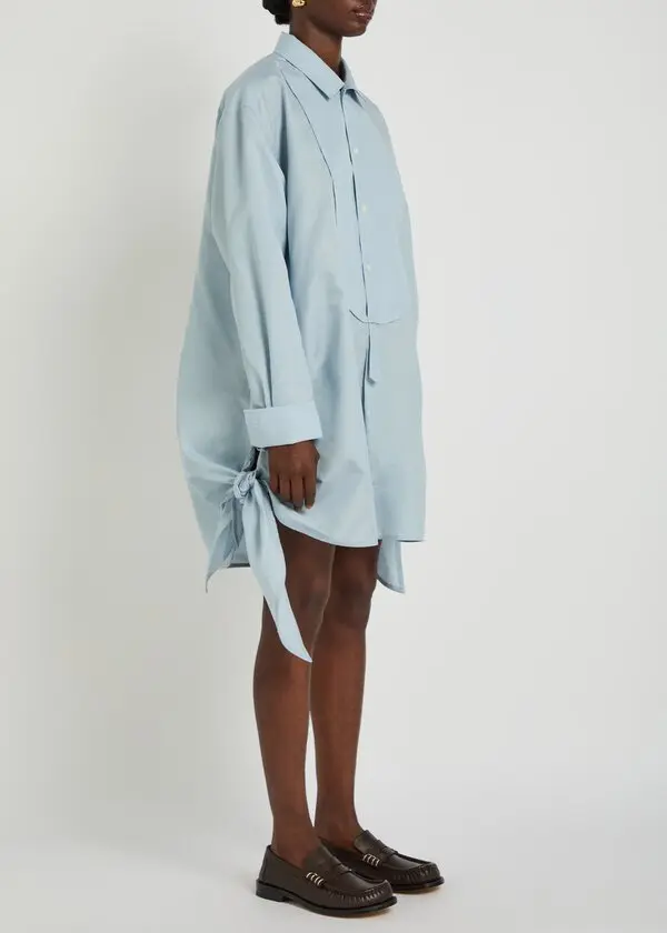 JW Anderson Knotted Cotton-blend Mini Shirt Dress