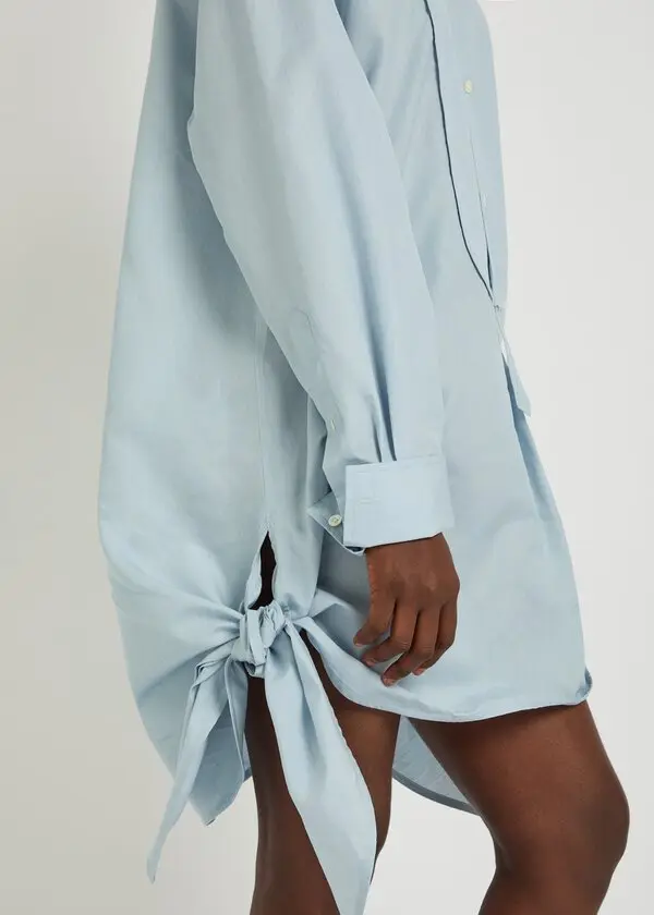 JW Anderson Knotted Cotton-blend Mini Shirt Dress