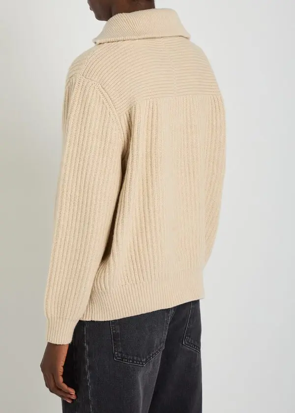 ANINE BING Sammy Ribbed Knit Jumper - Beige