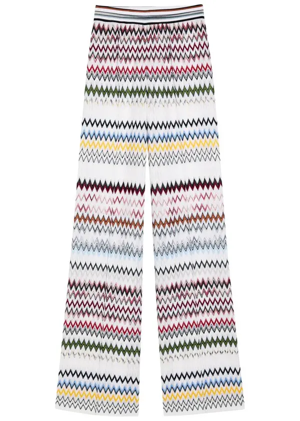 Missoni Chevron Fine-knit Wide-leg Trousers - Multicoloured 1